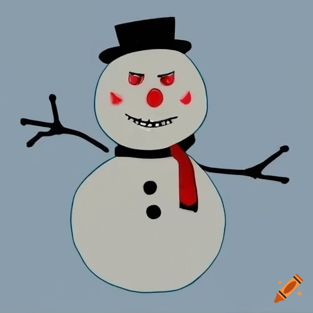Snowman with red eyes
