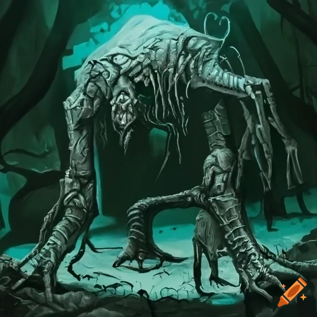 Image of a phyrexian machine creature in a graveyard