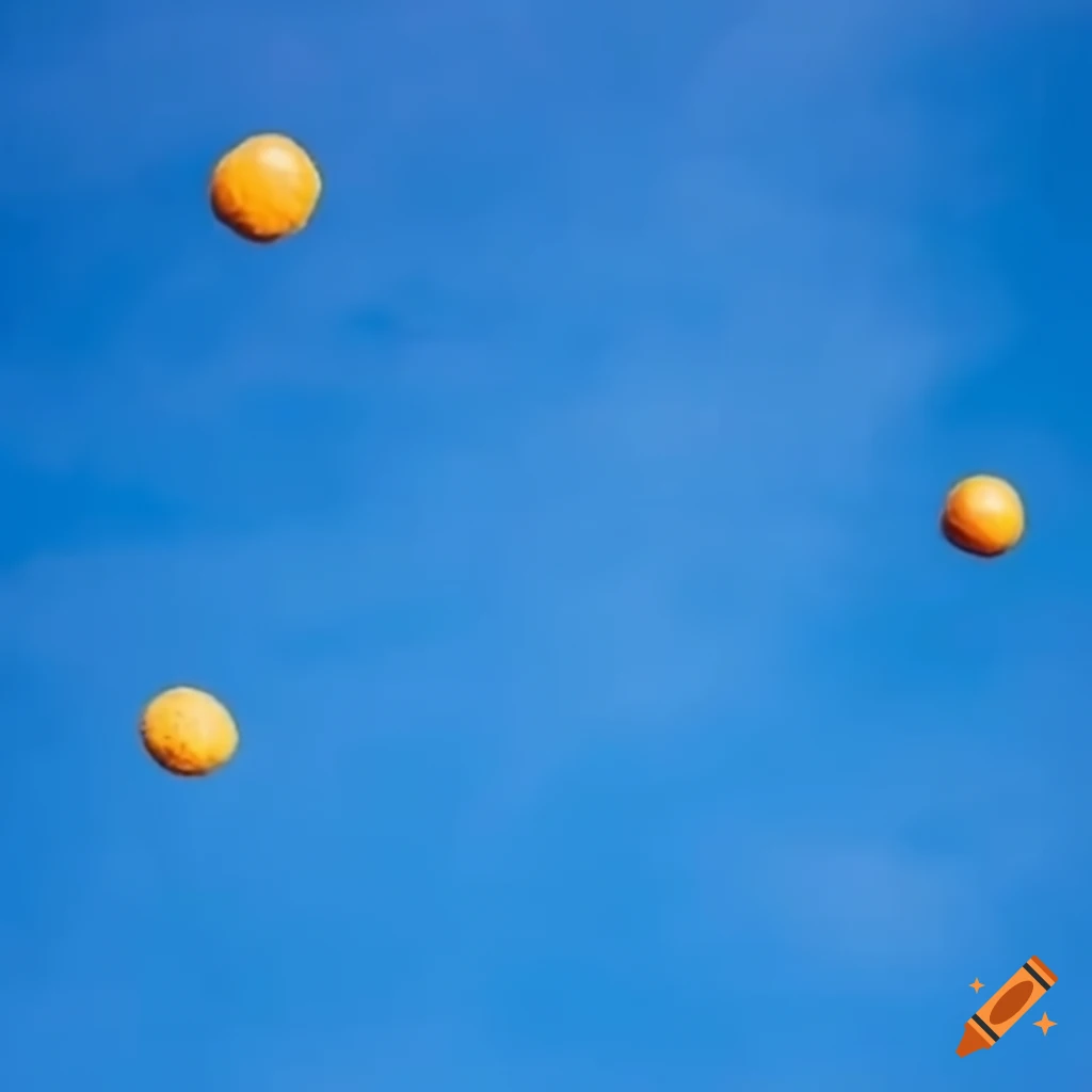Oranges thrown in the air in a photography on Craiyon