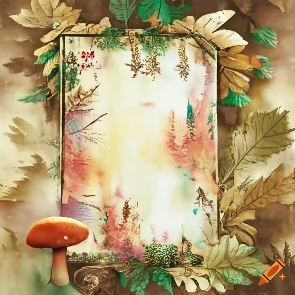 Digital vintage journal page with forest theme on Craiyon