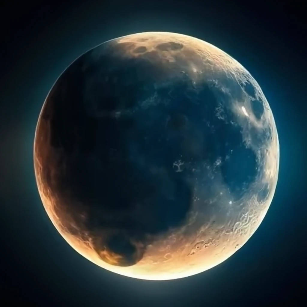 Artistic representation of a broken moon-sun record on Craiyon