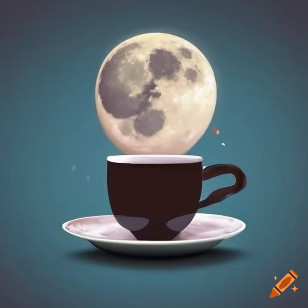 Crescent moon pouring coffee into a cup on Craiyon