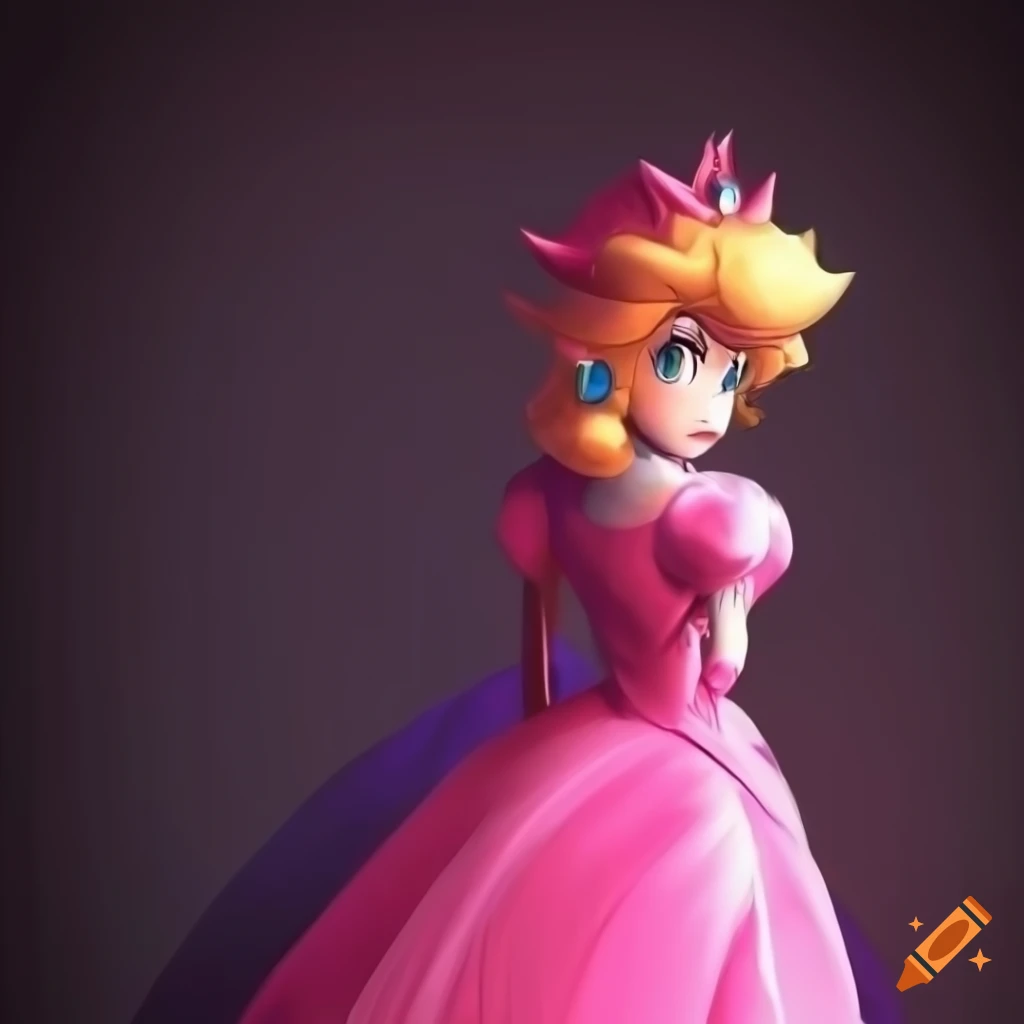 Link cosplaying as Princess Peach in a pink ballgown on Craiyon