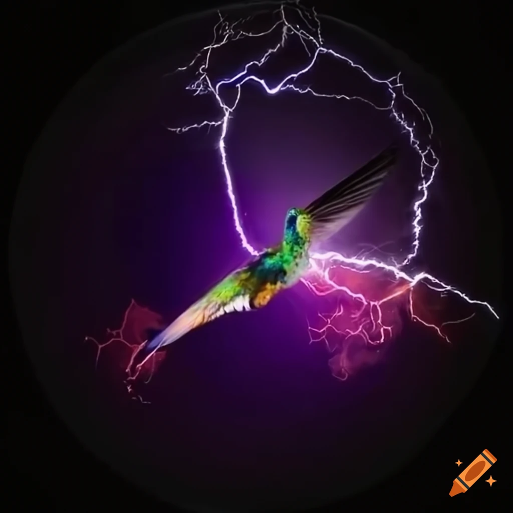 Electric hummingbird with lightning