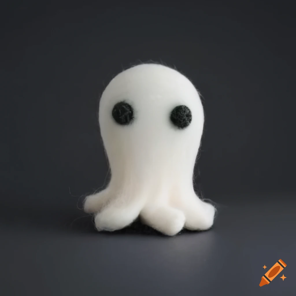 Transparent felt wool ghost figurine