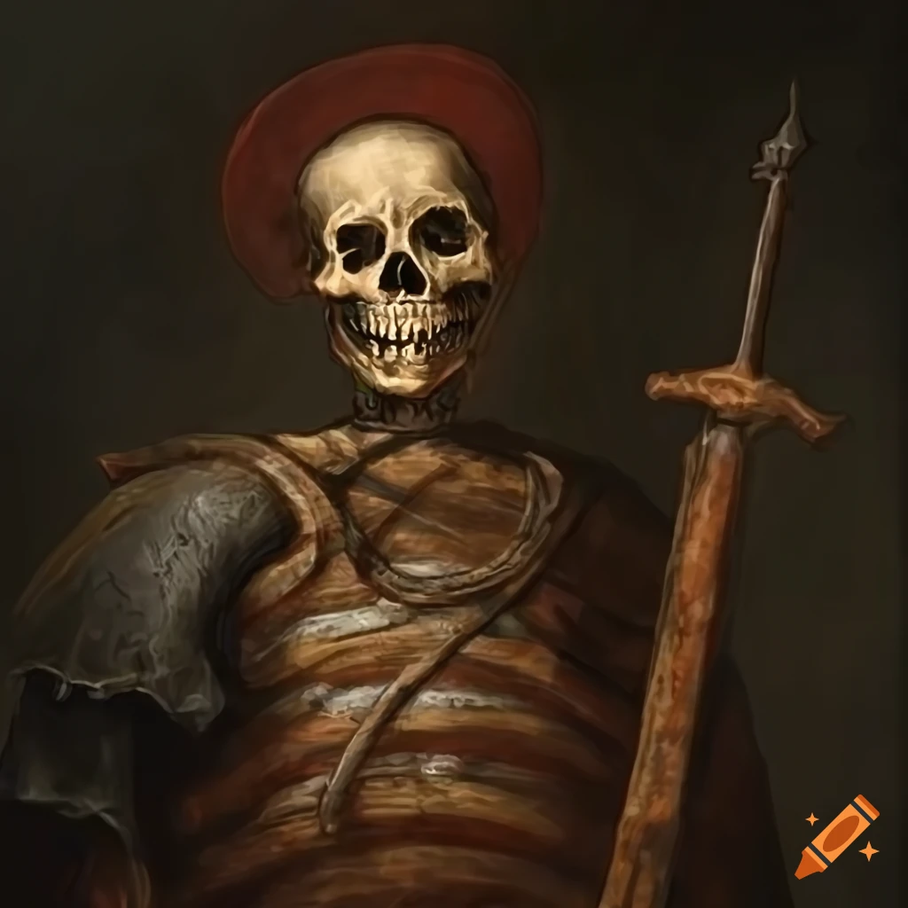Image of a skeleton grunt with a rusty short sword on Craiyon