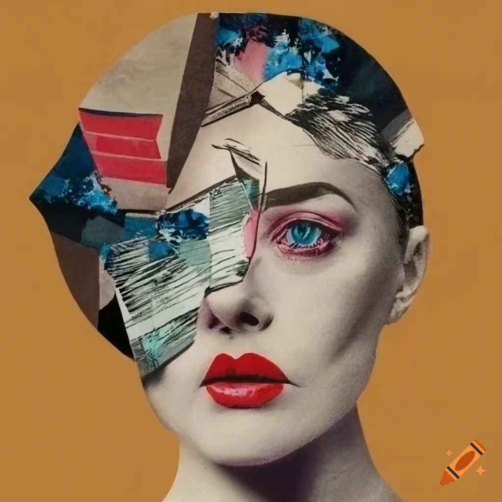 Collage artwork of women with photorealistic images and textures on Craiyon