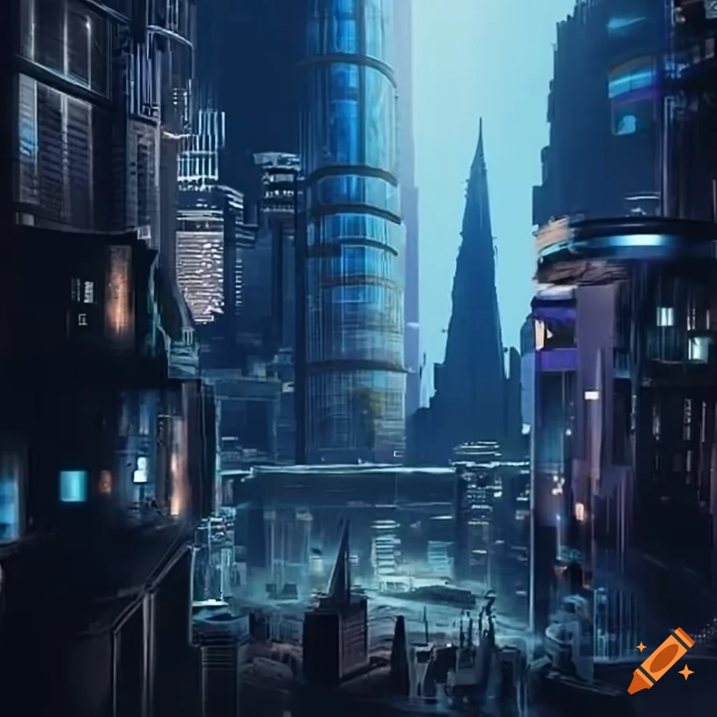 Futuristic cityscape with intricate details on Craiyon