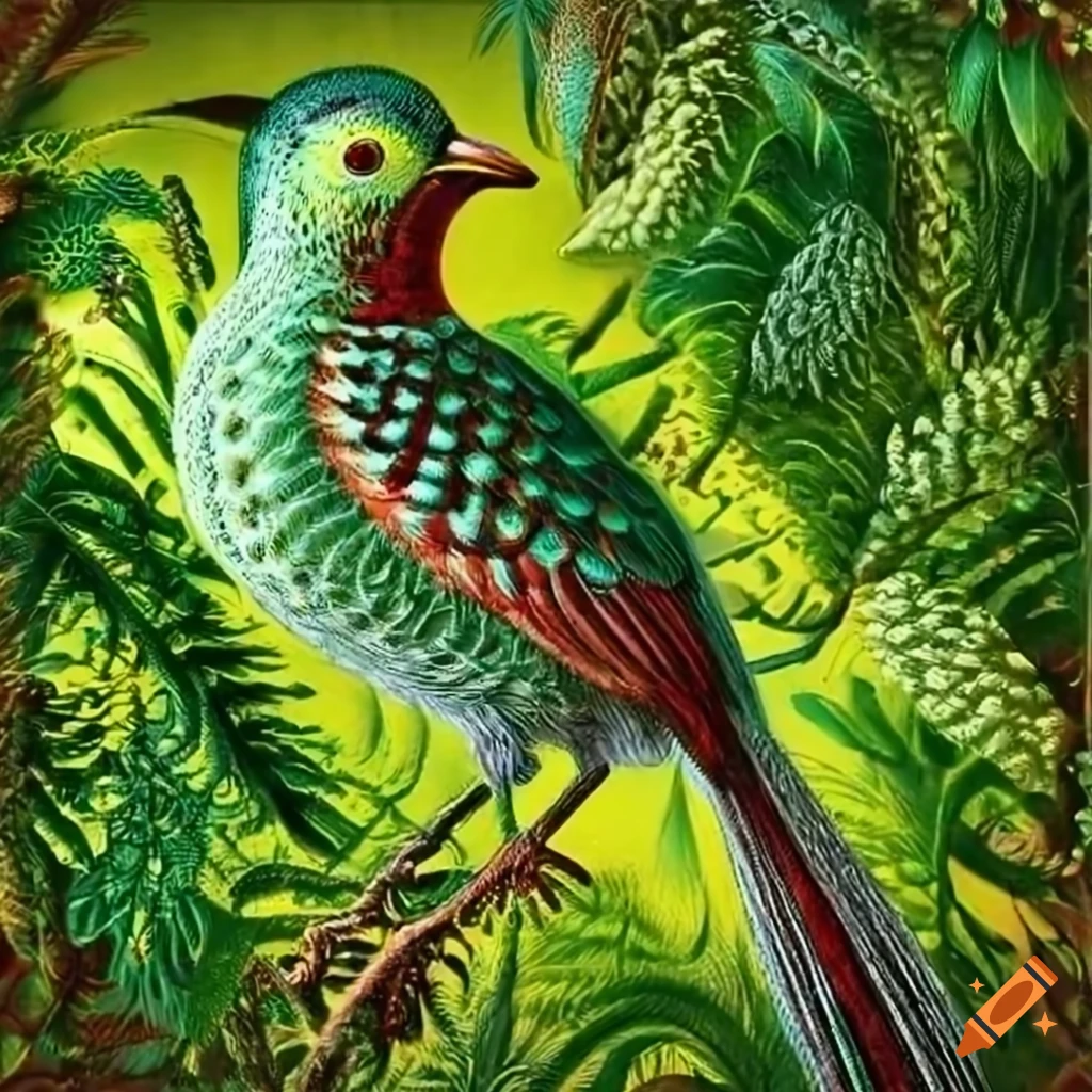 Realistic bird on a branch in the jungle