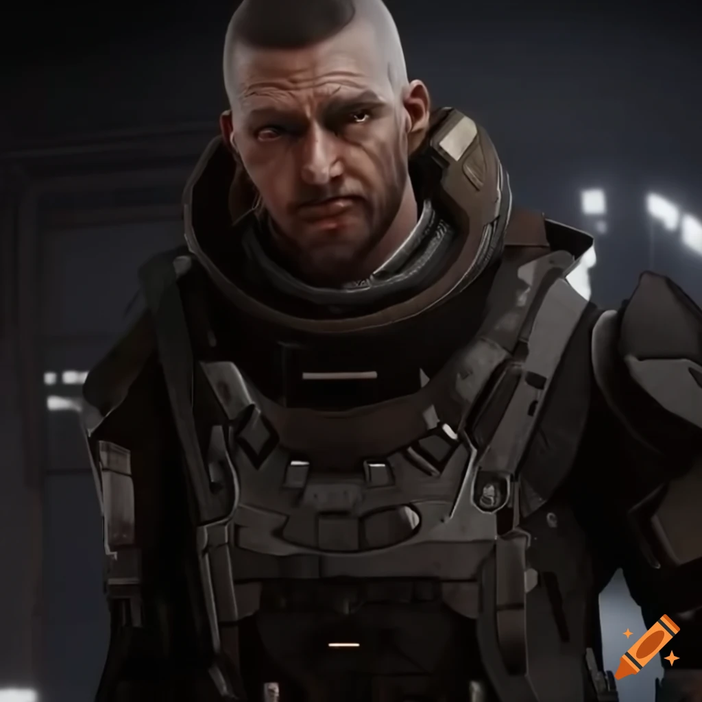 Sci-fi portrait of an injured man on Craiyon