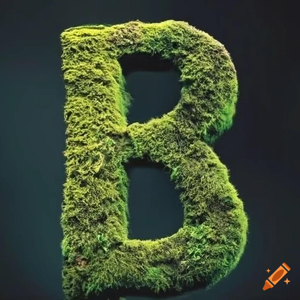 Moss-covered ancient stone letter on a white background on Craiyon