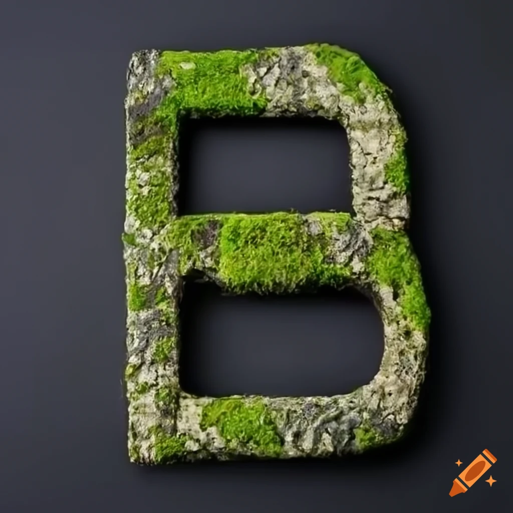 Moss covered stone letter a