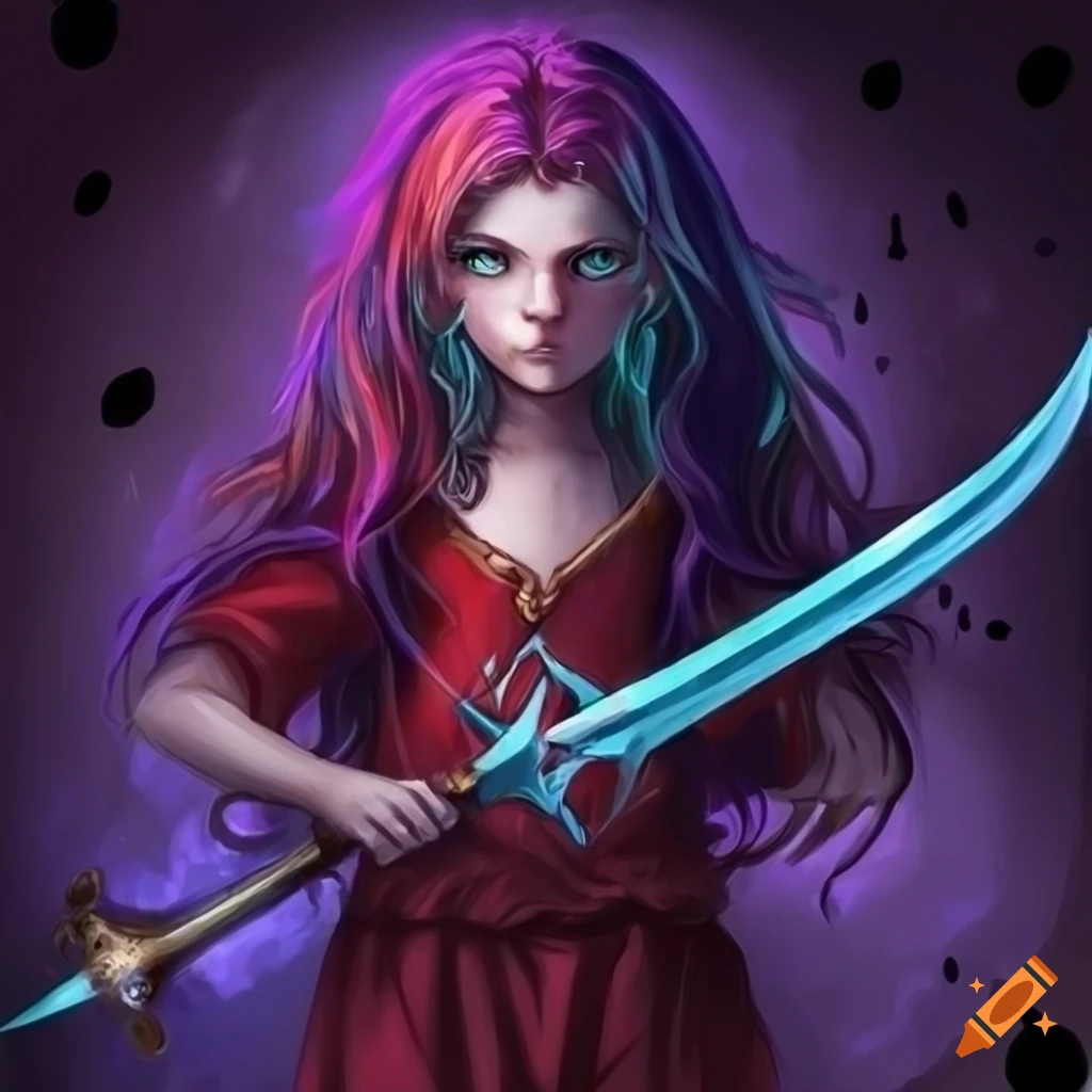 Illustration of a holy mindflayer with a magical sword