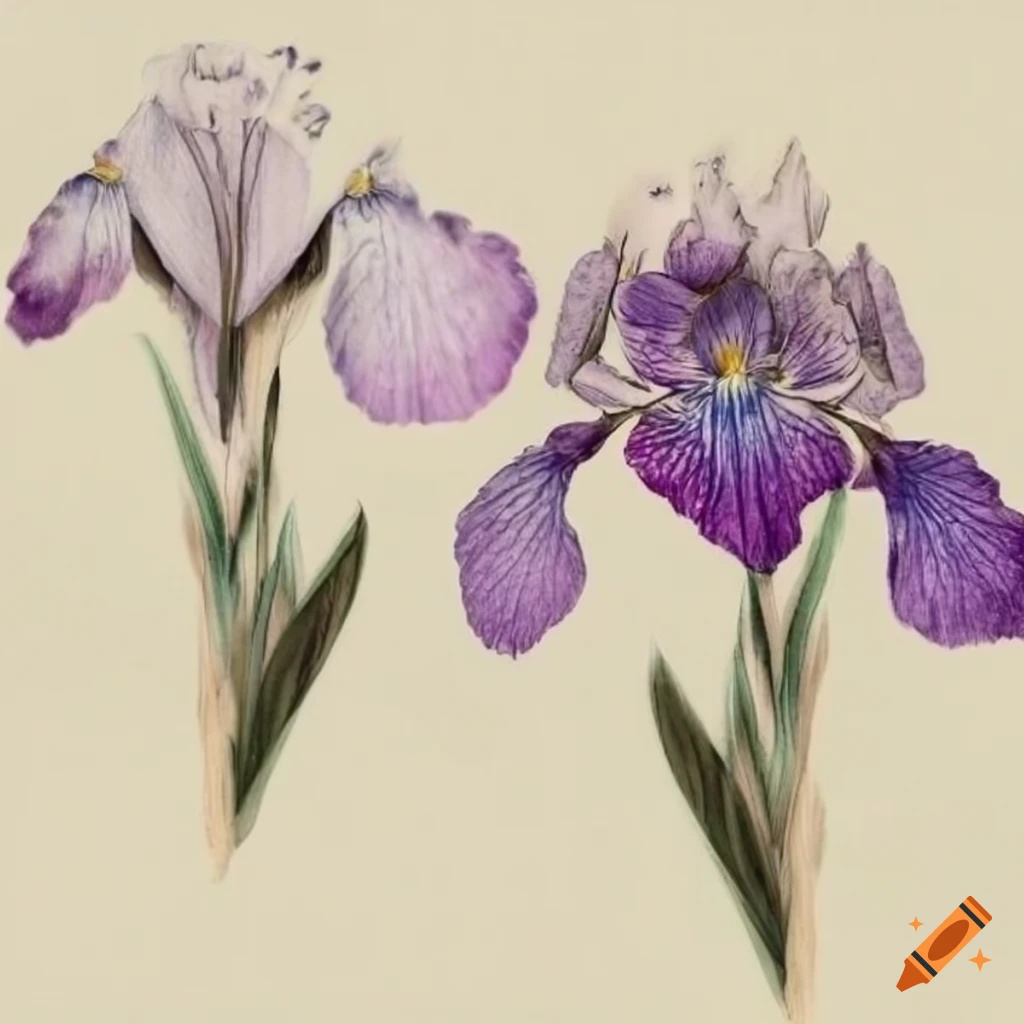 Pressed violets and iris flower on Craiyon