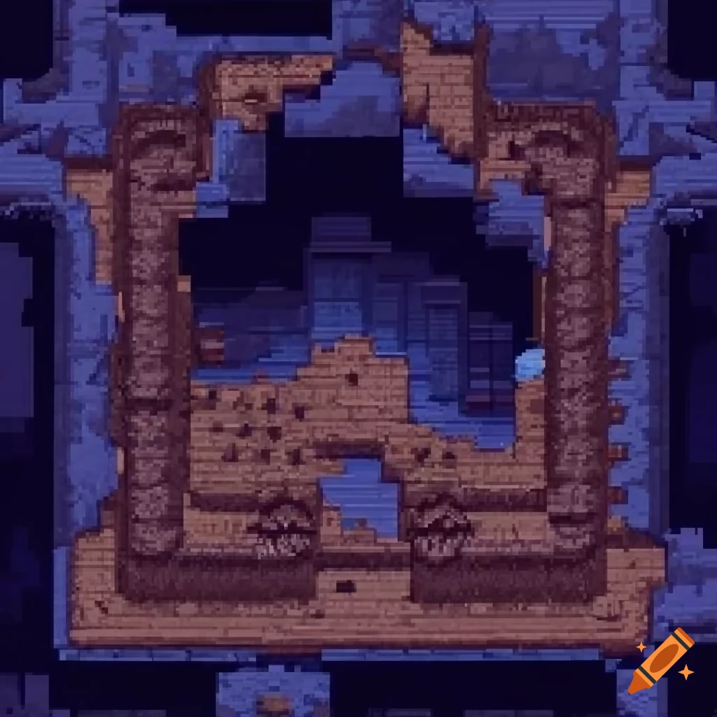 Topdown pixel art rpg tileset of a dark and gothic fantasy world on Craiyon