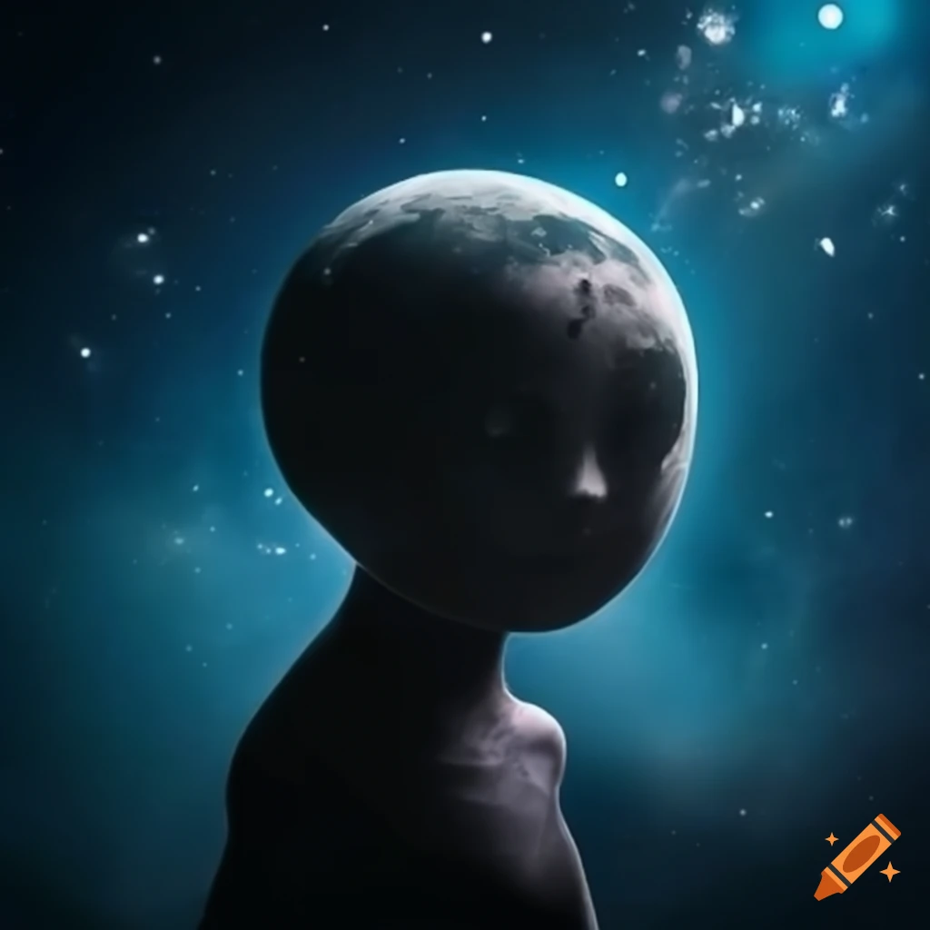 Cartoon illustration of an average person from the moon on Craiyon