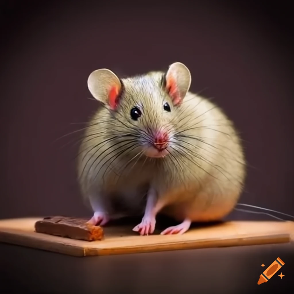 Funny image of a fat mouse on a broken mousetrap on Craiyon
