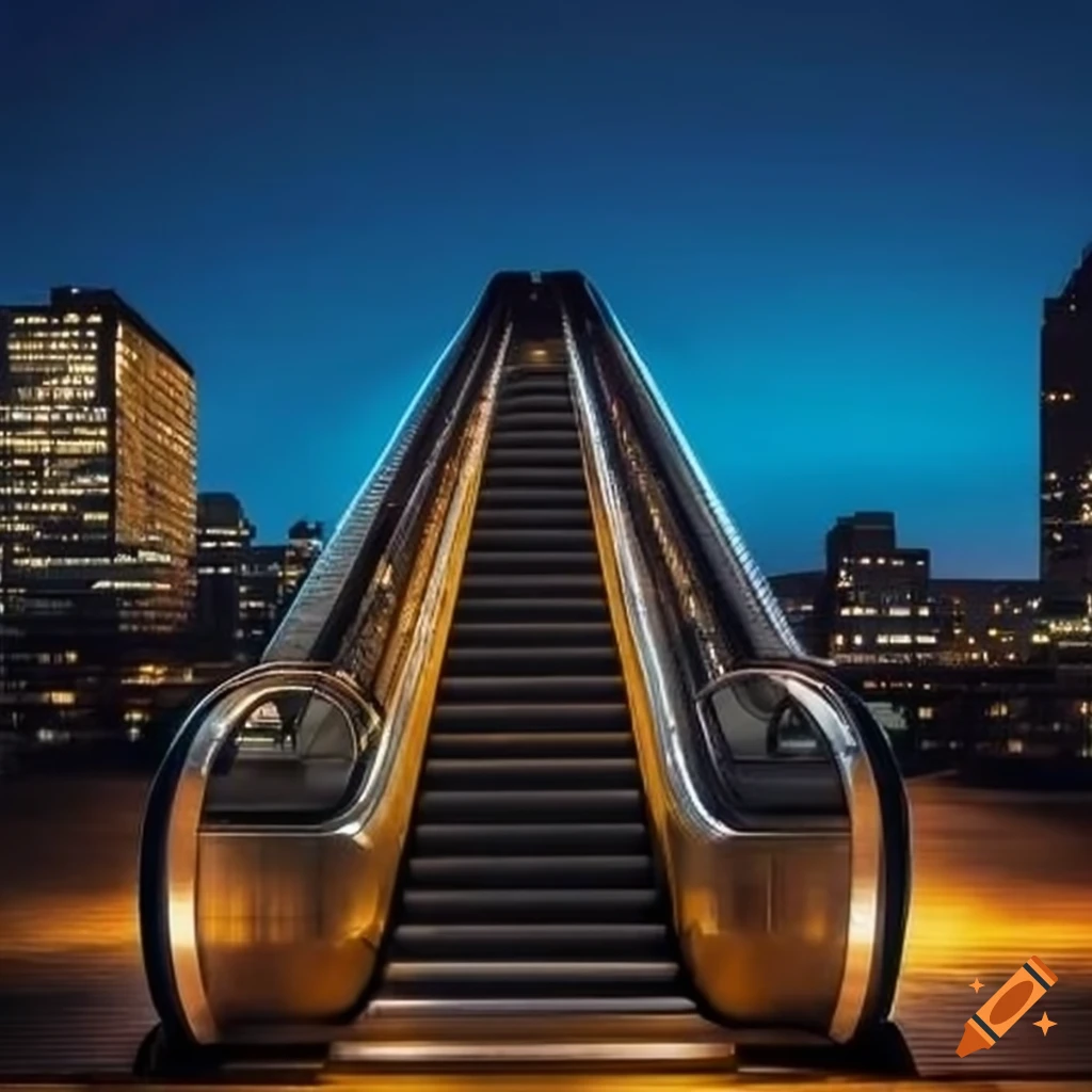 Night view of wheaton skyline from metro station escalator on Craiyon