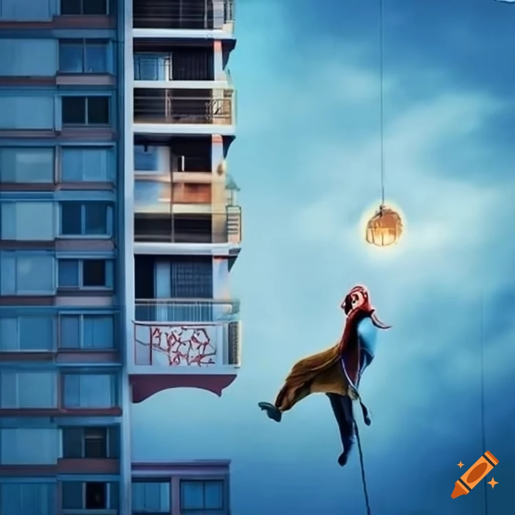 Poster for a Disney-style movie featuring a man climbing a building on ...