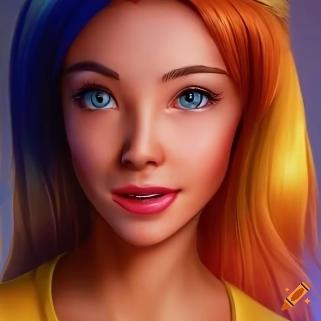 Realistic fan art portrait of a smiling Totally Spies character on Craiyon