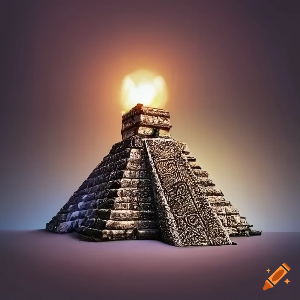Steampunk mayan pyramid with crystal windows on Craiyon