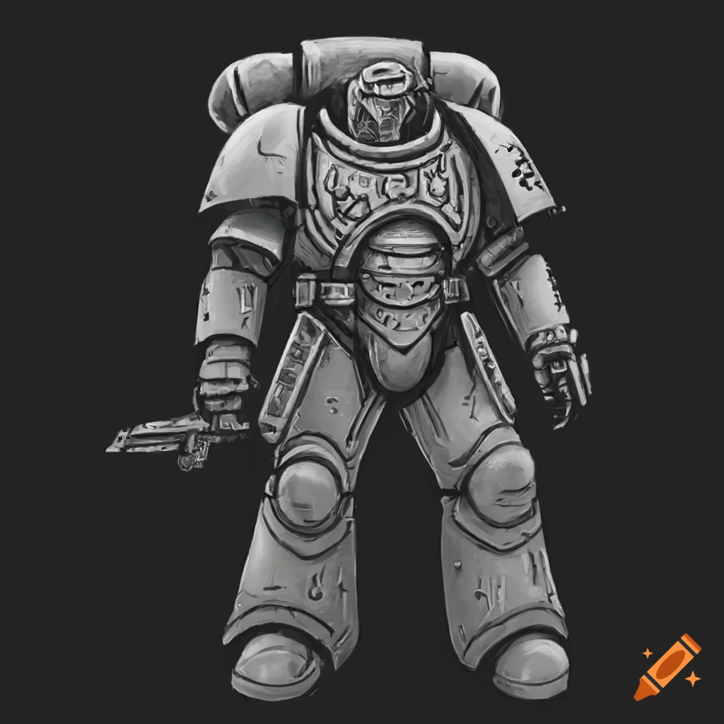 Diagram of warhammer power armor on Craiyon