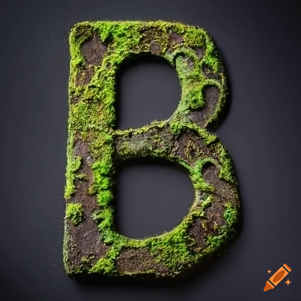 Steampunk-style moss-covered stone letter a on Craiyon