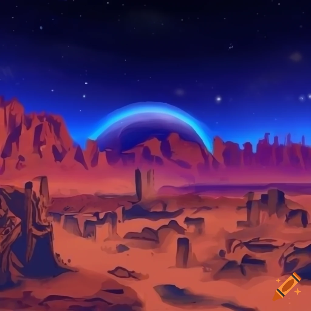 Apocalyptic desert in a comic book style on Craiyon