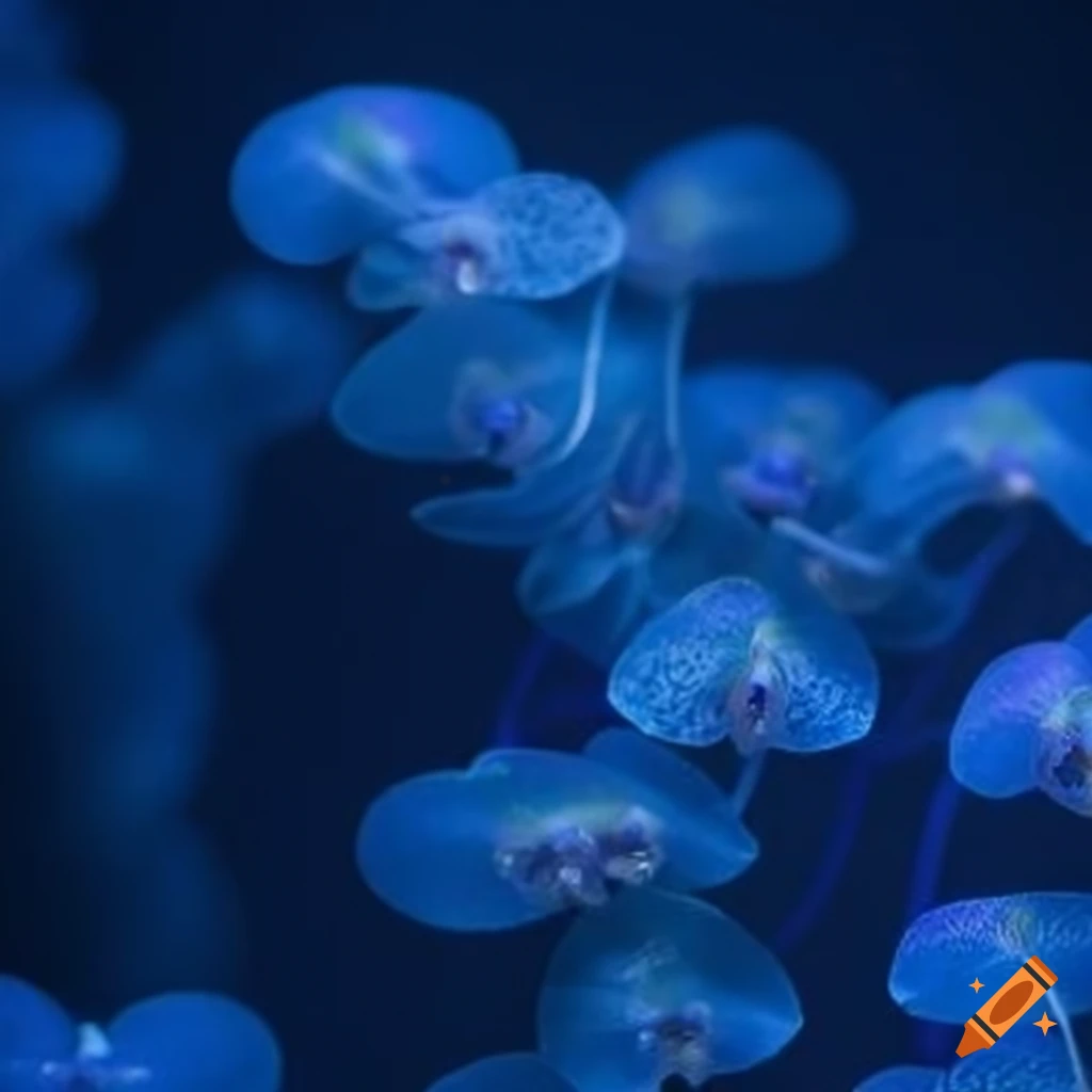 Close-up of a sea orchid under blue water