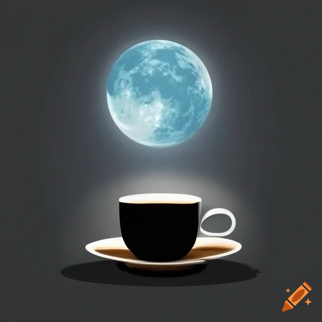 Logo with moon and coffee cup silhouette