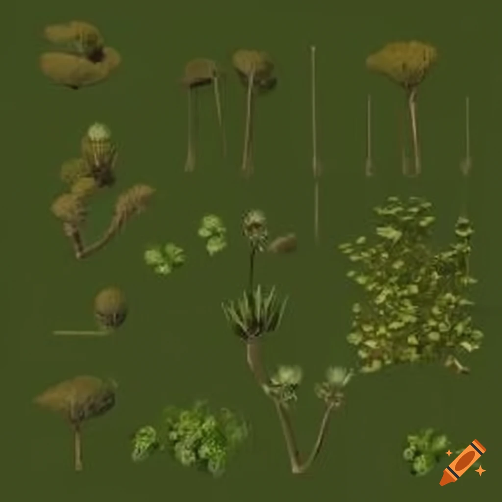 Game assets of vegetation and bushes