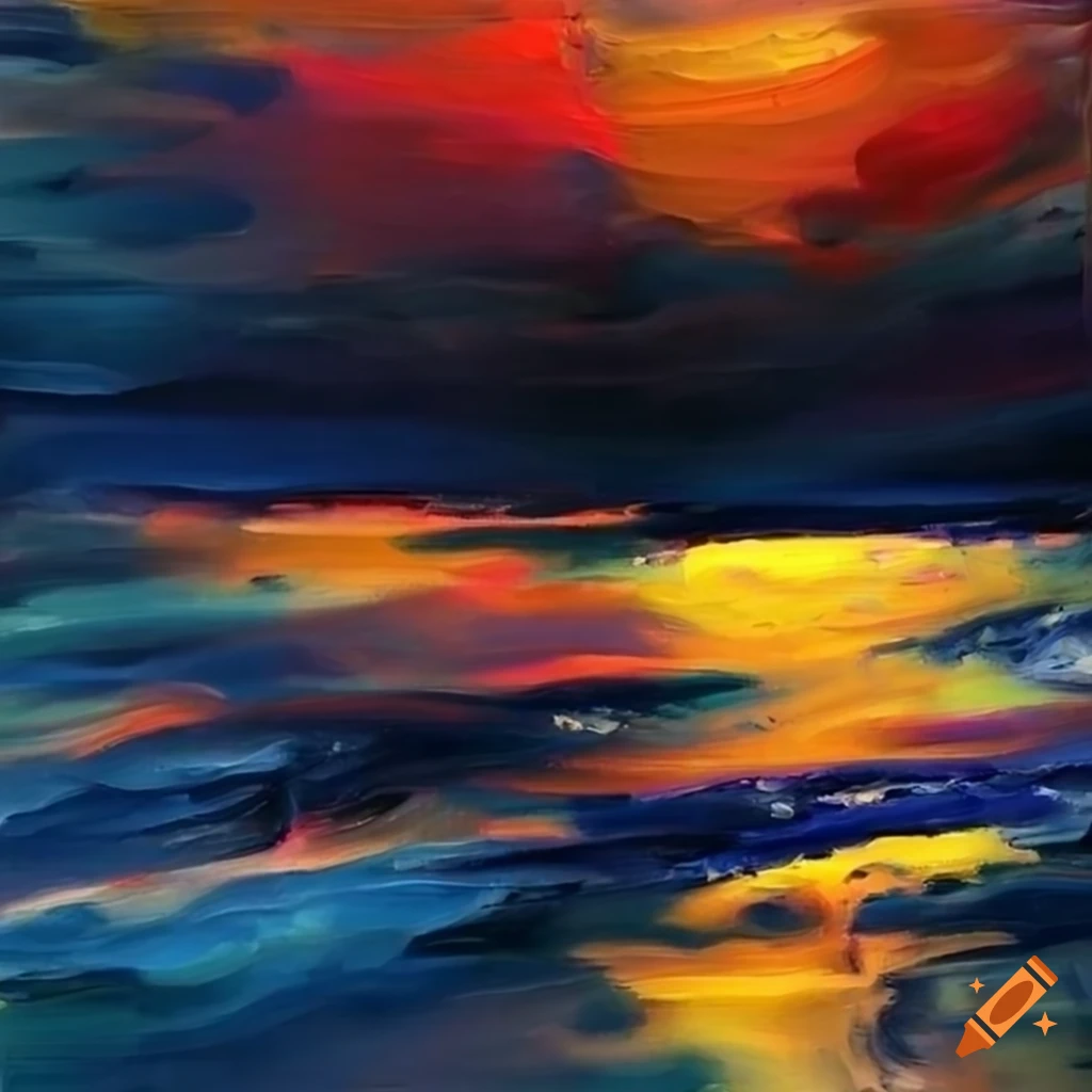 Abstract seascape oil painting on Craiyon