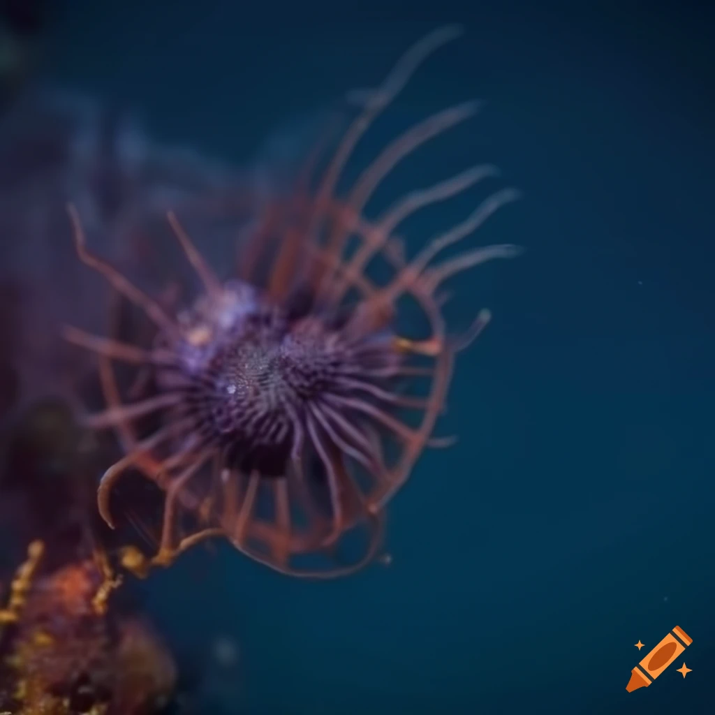 Black sea creature in dark blue underwater background