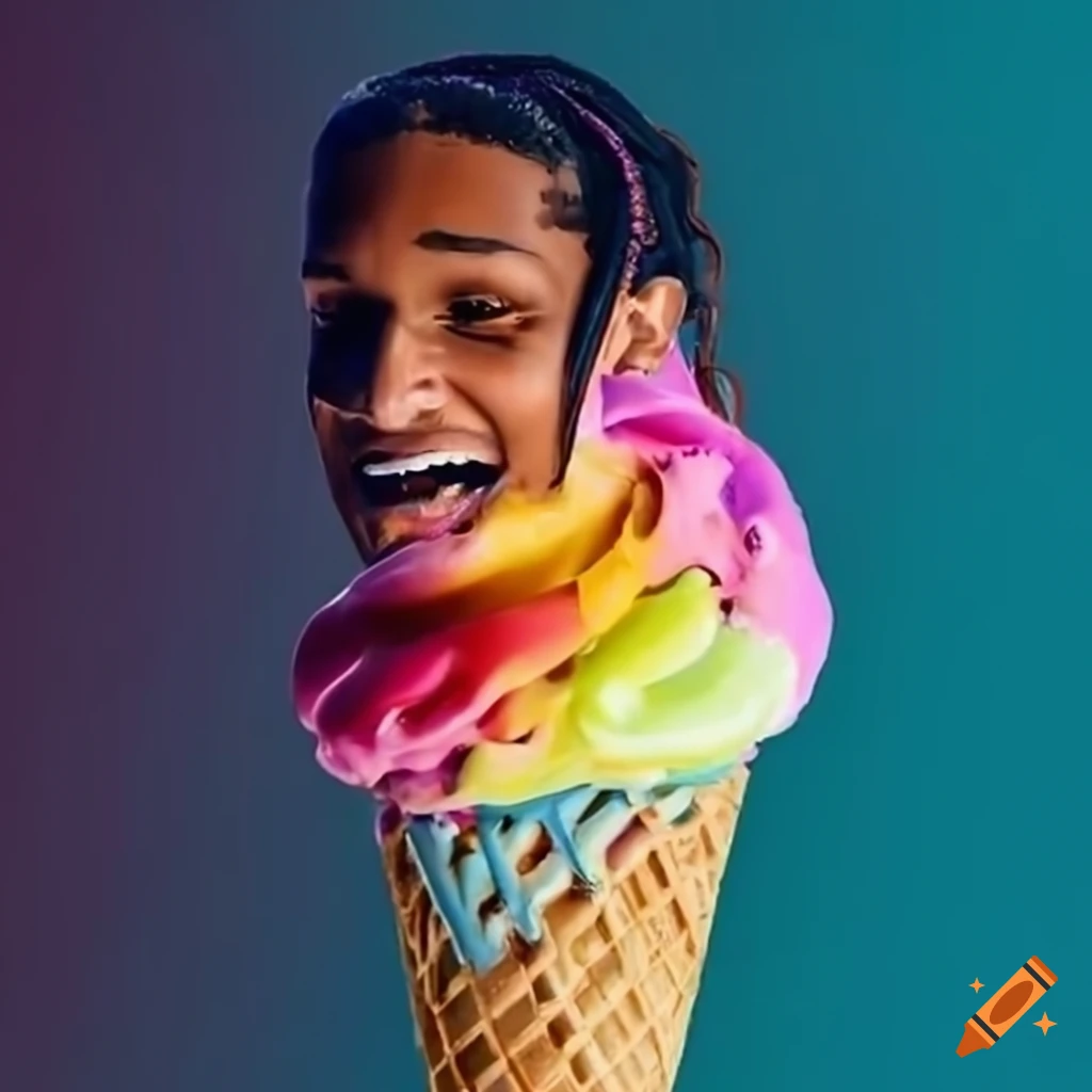 Portrait of asap rocky with pastel colored grills on Craiyon