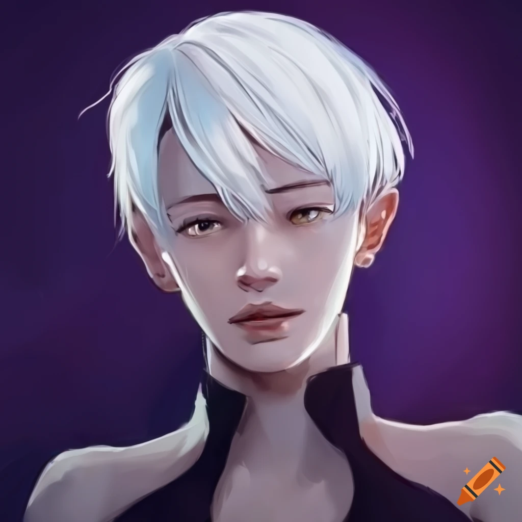 Portrait of a white-haired androgynous individual