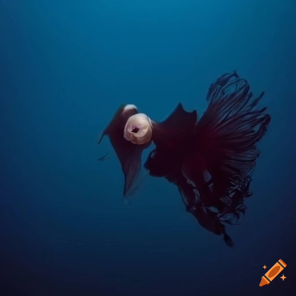 Black wild orchid sea creature underwater on Craiyon