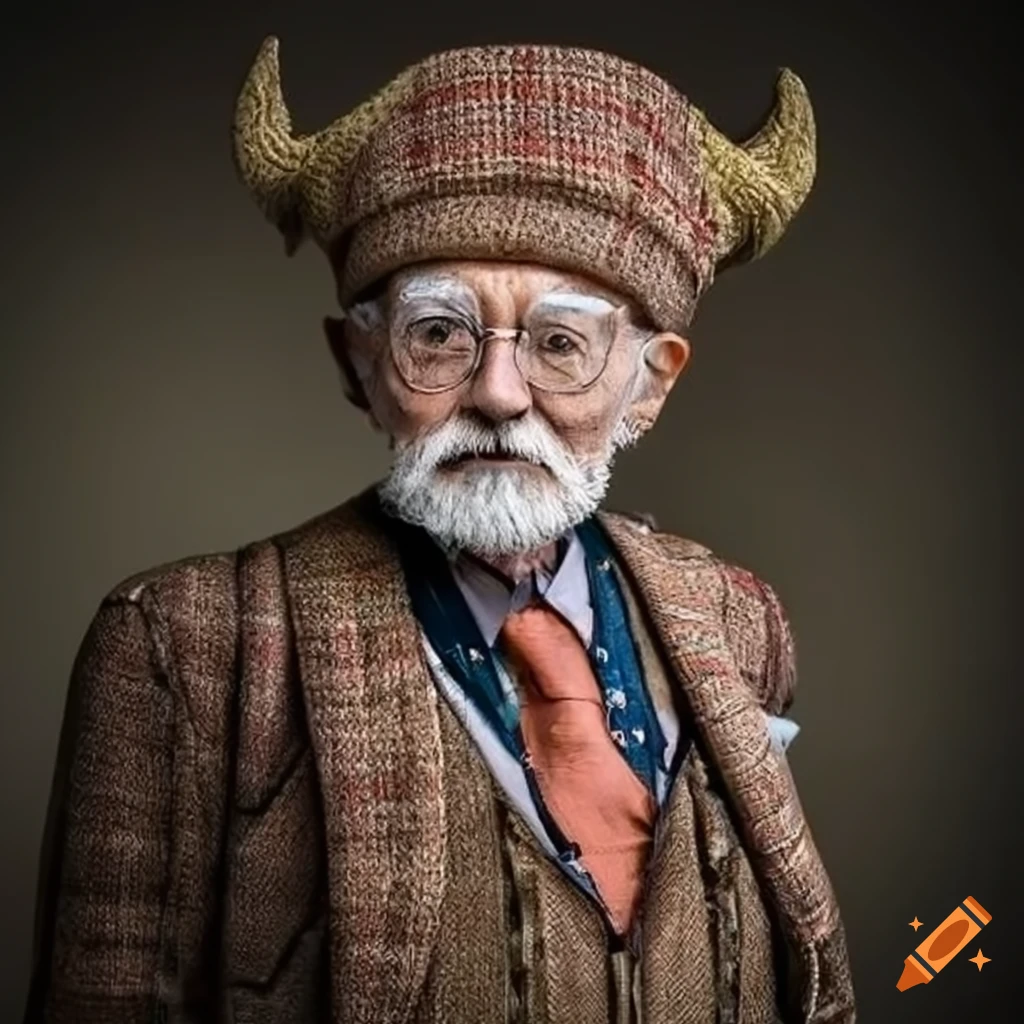 Illustration of a grandpa dragon in a tweed outfit on Craiyon