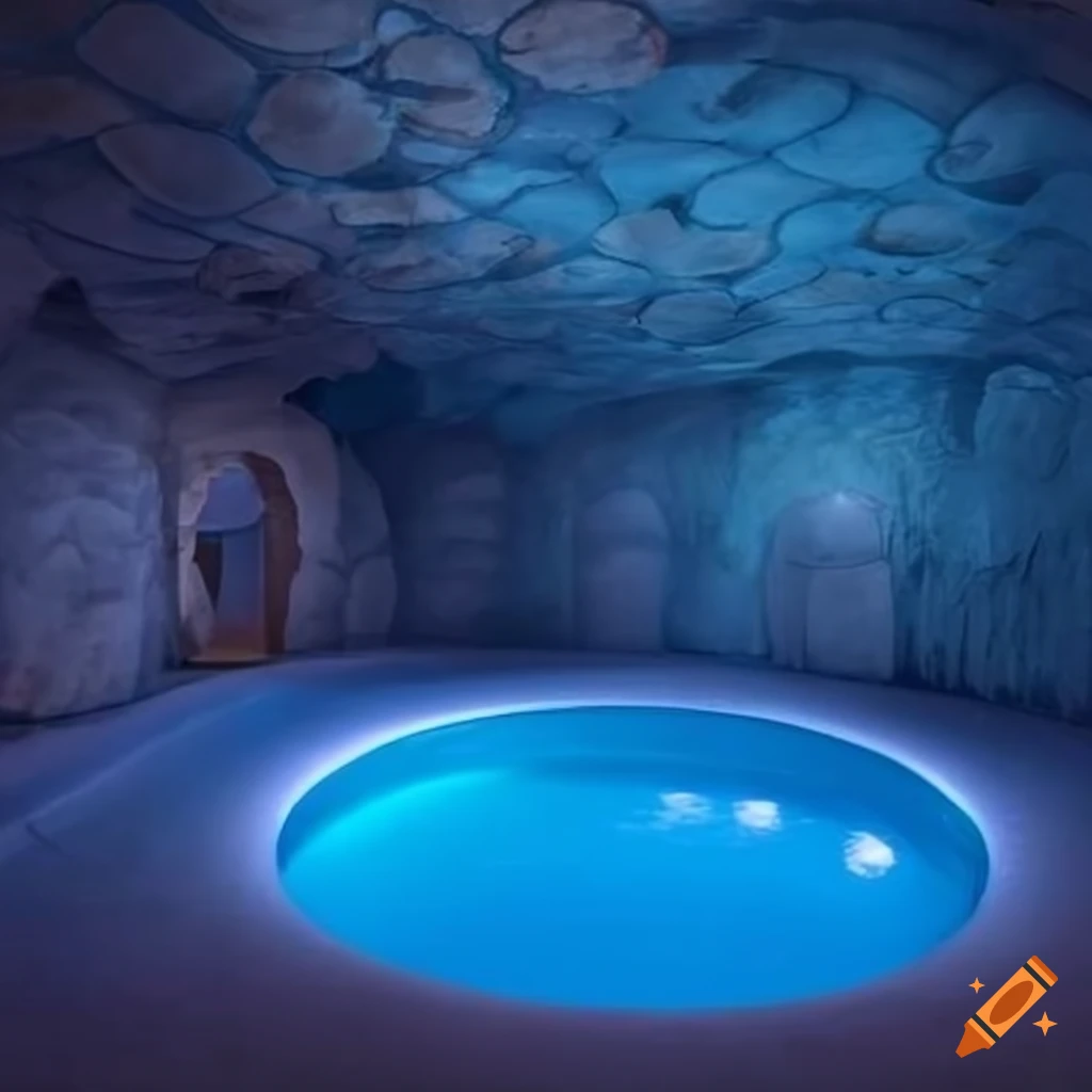 Cave room with glowing orb in the ceiling on Craiyon