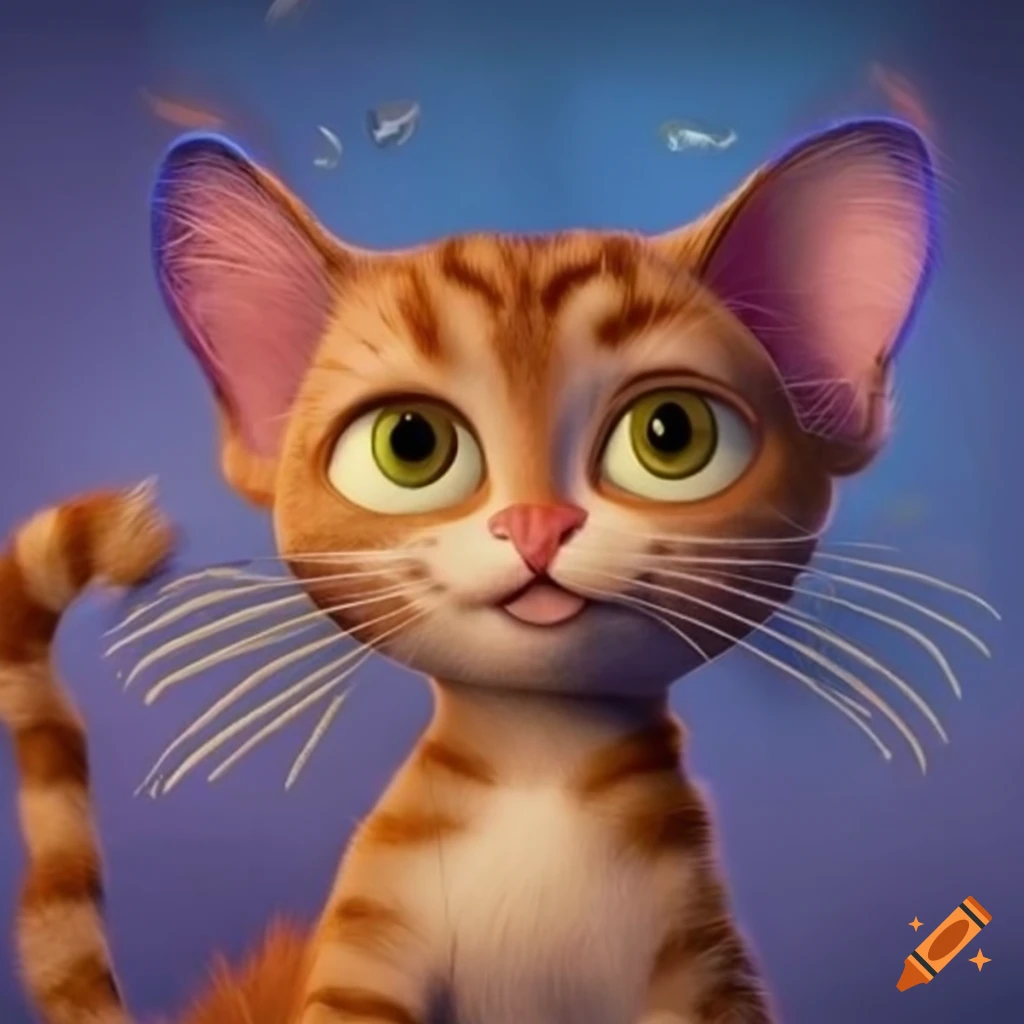 Disney Pixar poster of Pablito with a ginger cat on Craiyon