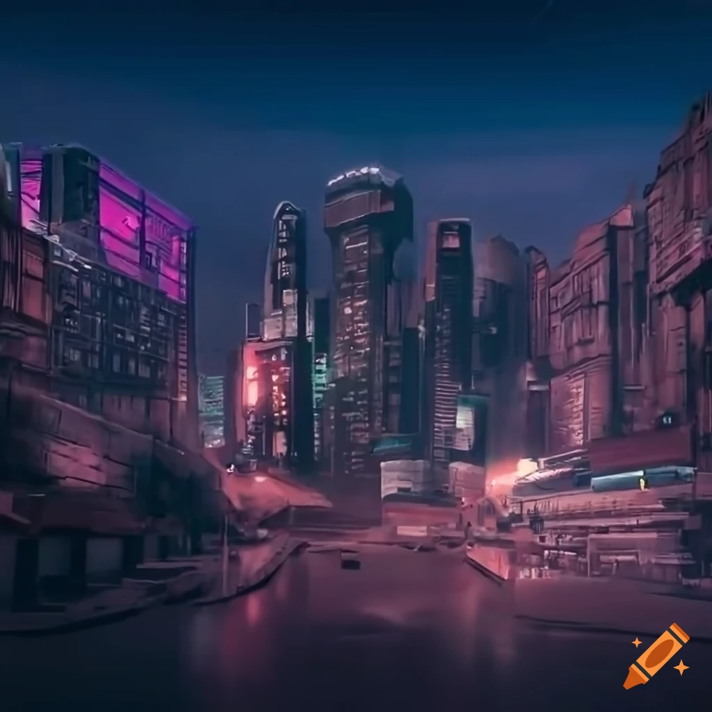 Futuristic desert city with dynamic lighting on Craiyon