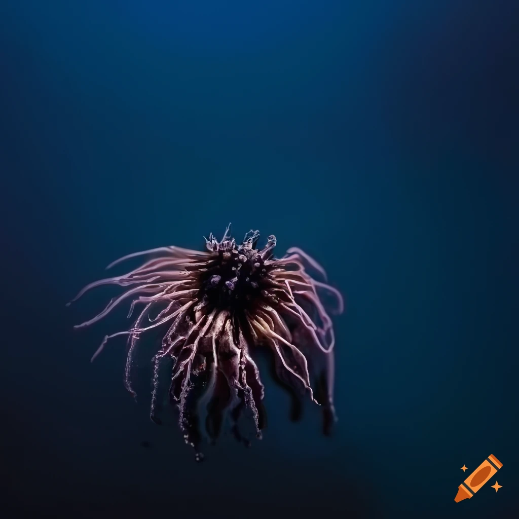 Black flower sea creature in the ocean on Craiyon
