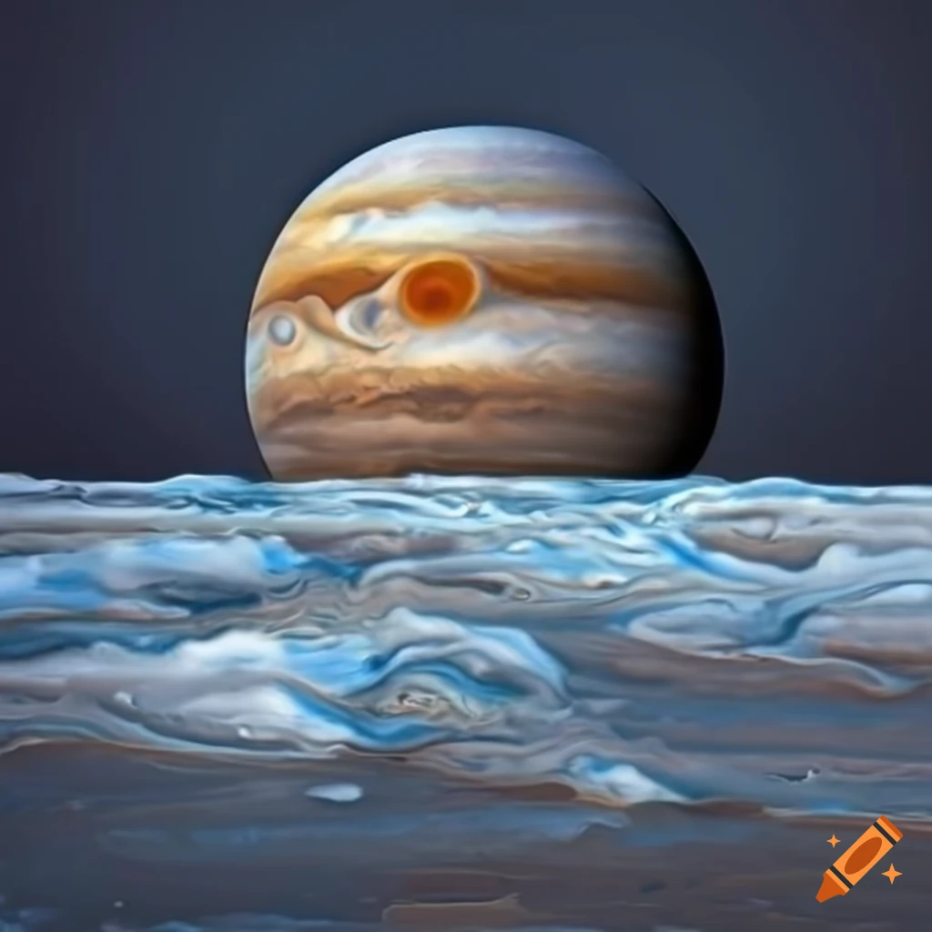 Picture of icy steppe landscape on the surface of a moon of Jupiter on ...