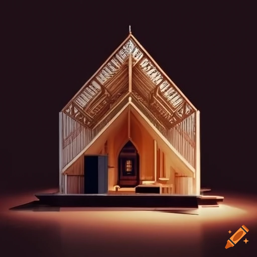 Illusory cabin with cathedral-like design on Craiyon