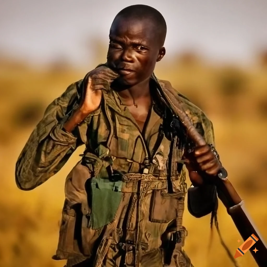 Image of an african hunter in camouflage