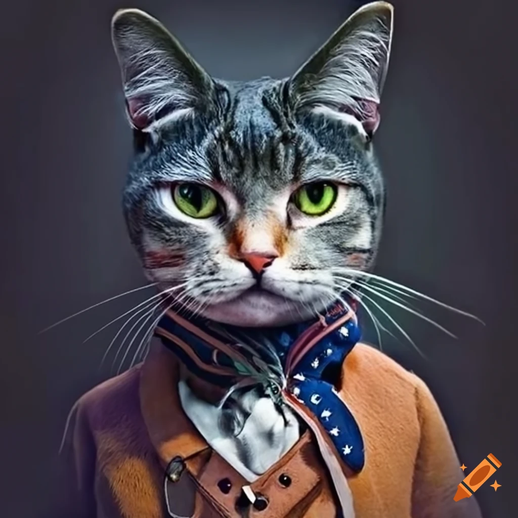 Artwork of a cat-like alien in American revolutionary soldier attire on ...