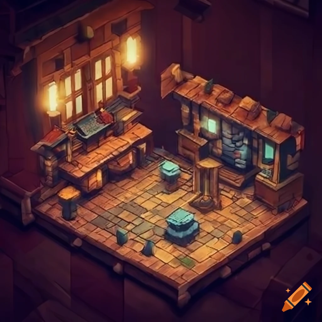 Isometric medieval tavern on Craiyon