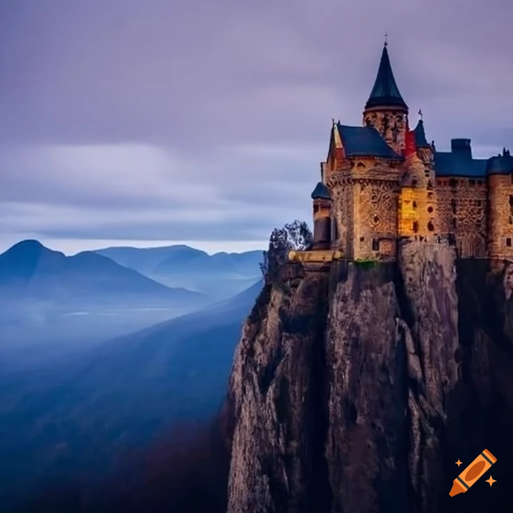 Castle on a mountain on Craiyon