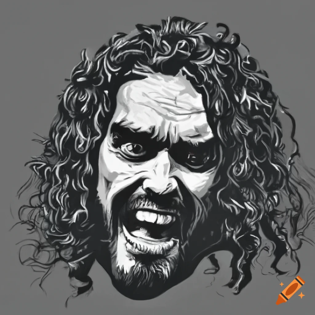 Black and white drawing of desperado waylon jennings on Craiyon