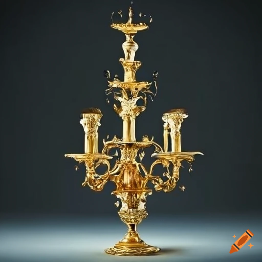 Gold neoclassical candelabrum on Craiyon