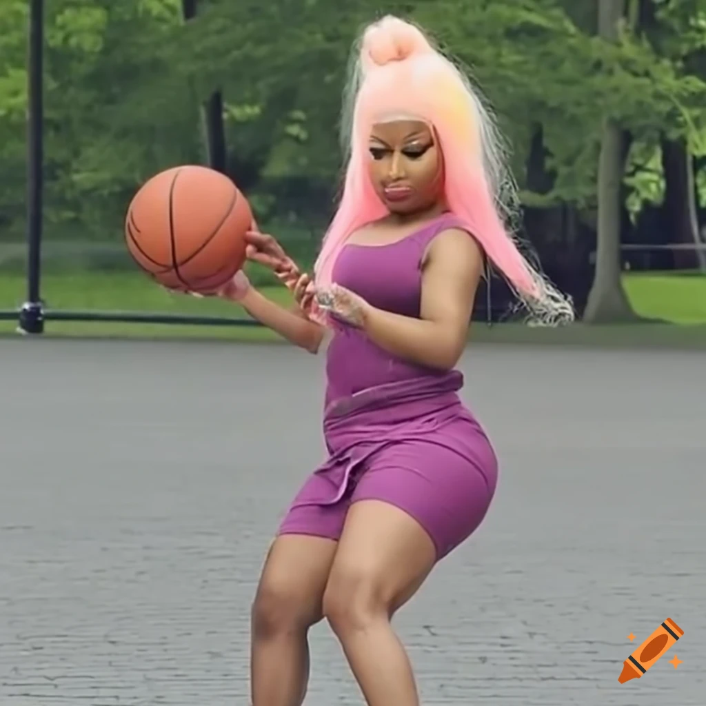 Nicki Minaj playing basketball in Central Park on Craiyon